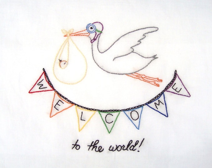 Welcome to the World New Baby Hand Embroidery PDF Pattern With - Etsy