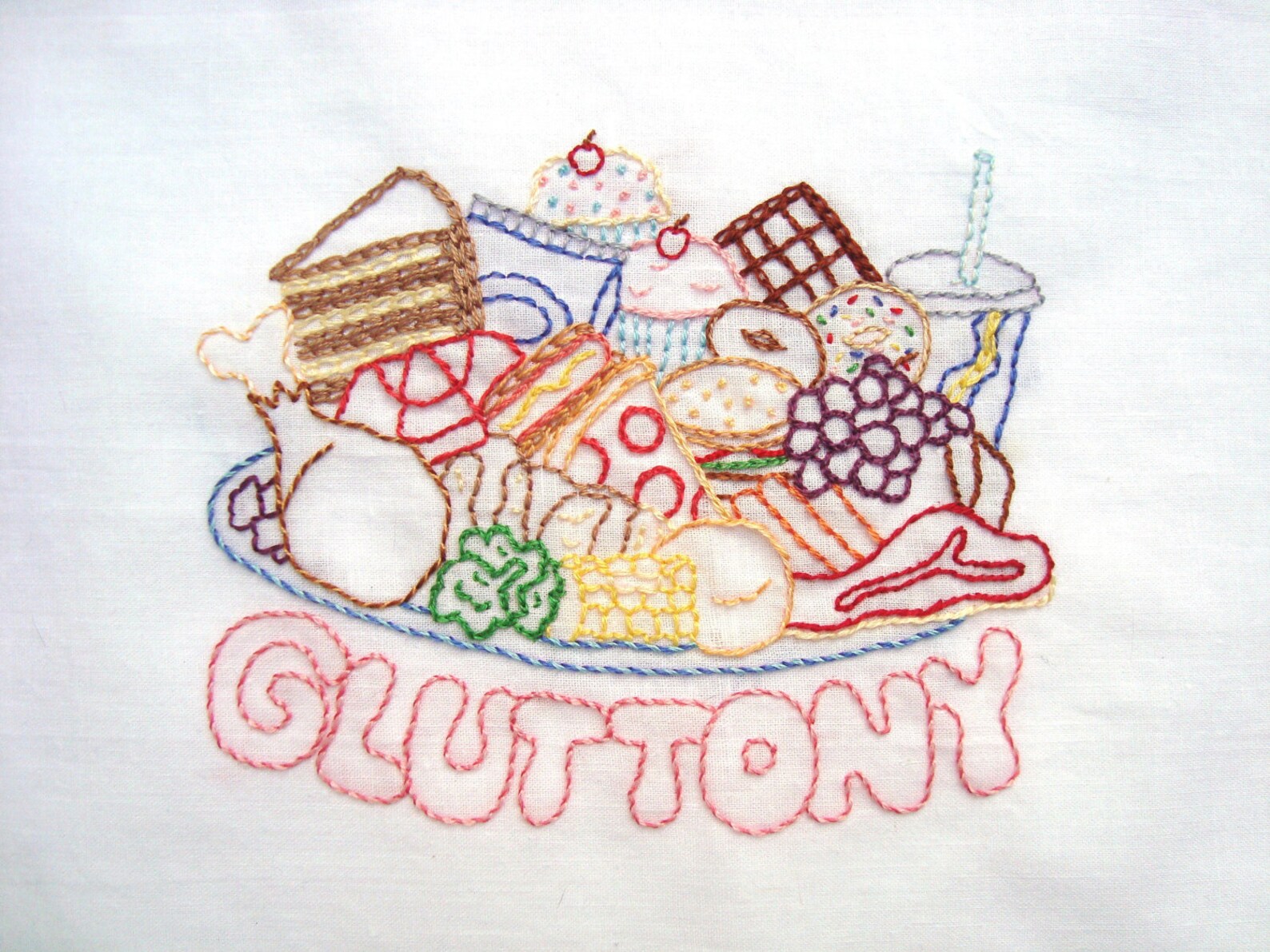 Gluttony Food Plate Hand Embroidery Pattern PDF: Seven Deadly - Etsy