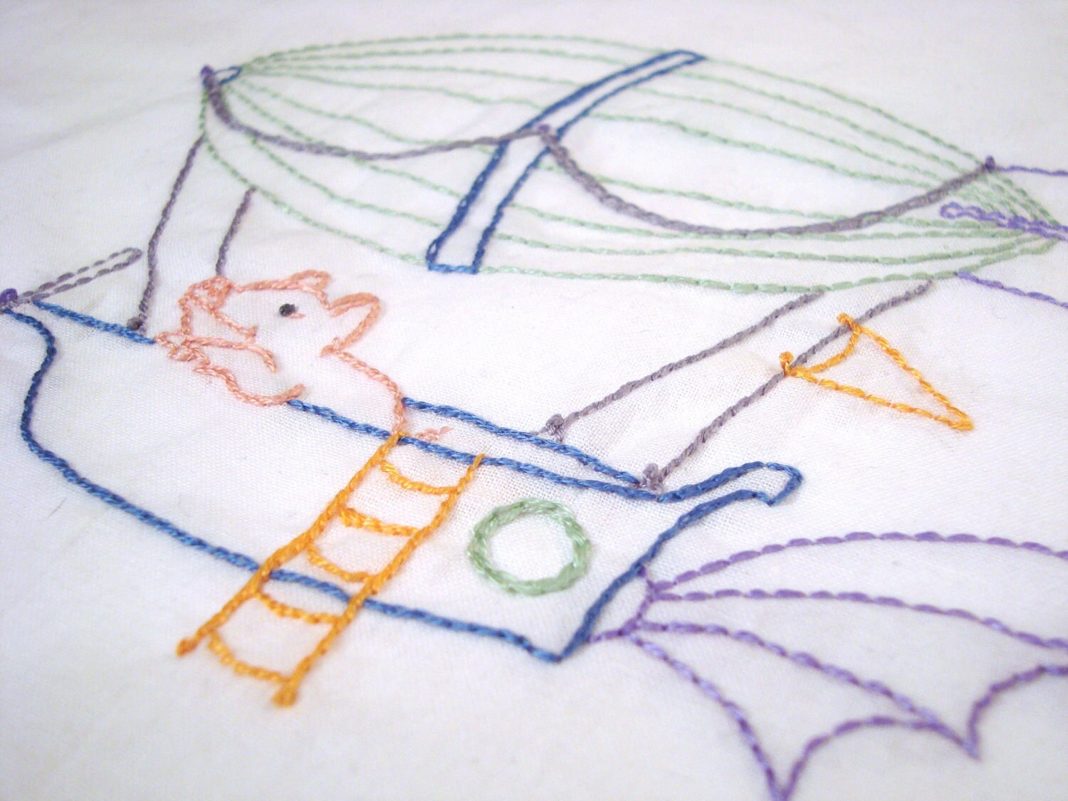Flying Pig in Zeppelin Airship Hand Embroidery Pattern PDF - Etsy