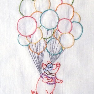 Flying Pig With Cluster Balloons Hand Embroidery Pattern PDF ...