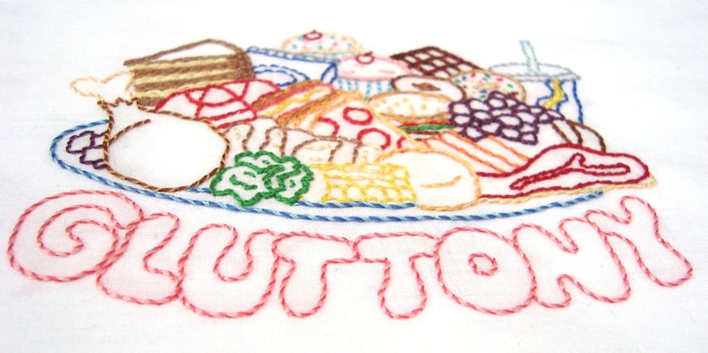 Gluttony Food Plate Hand Embroidery Pattern PDF: Seven Deadly - Etsy