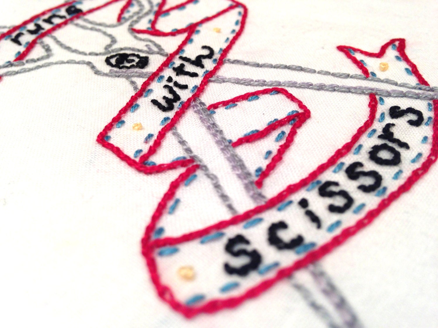 Hand Embroidery Pattern PDF Runs With Scissors - Stitching Instructions ...