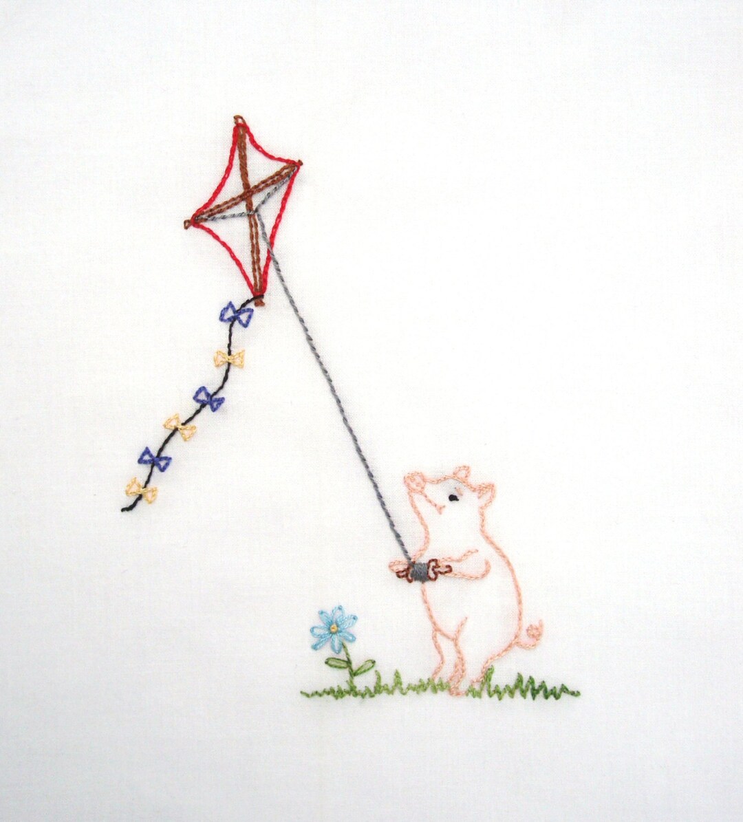 Pig Flying a Kite Hand Embroidery Pattern PDF - Stitching Instructions ...