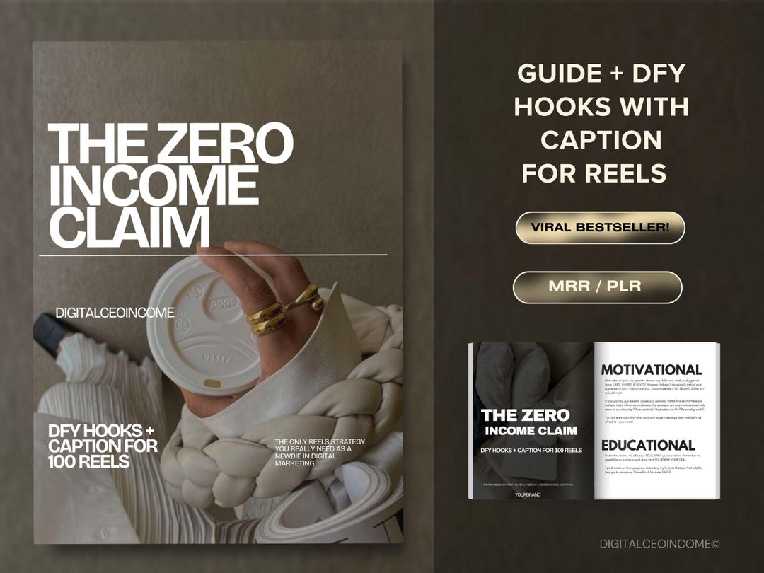 The Zero Income Claim Guide 100 Done for You Reels Hooks and Captions ...