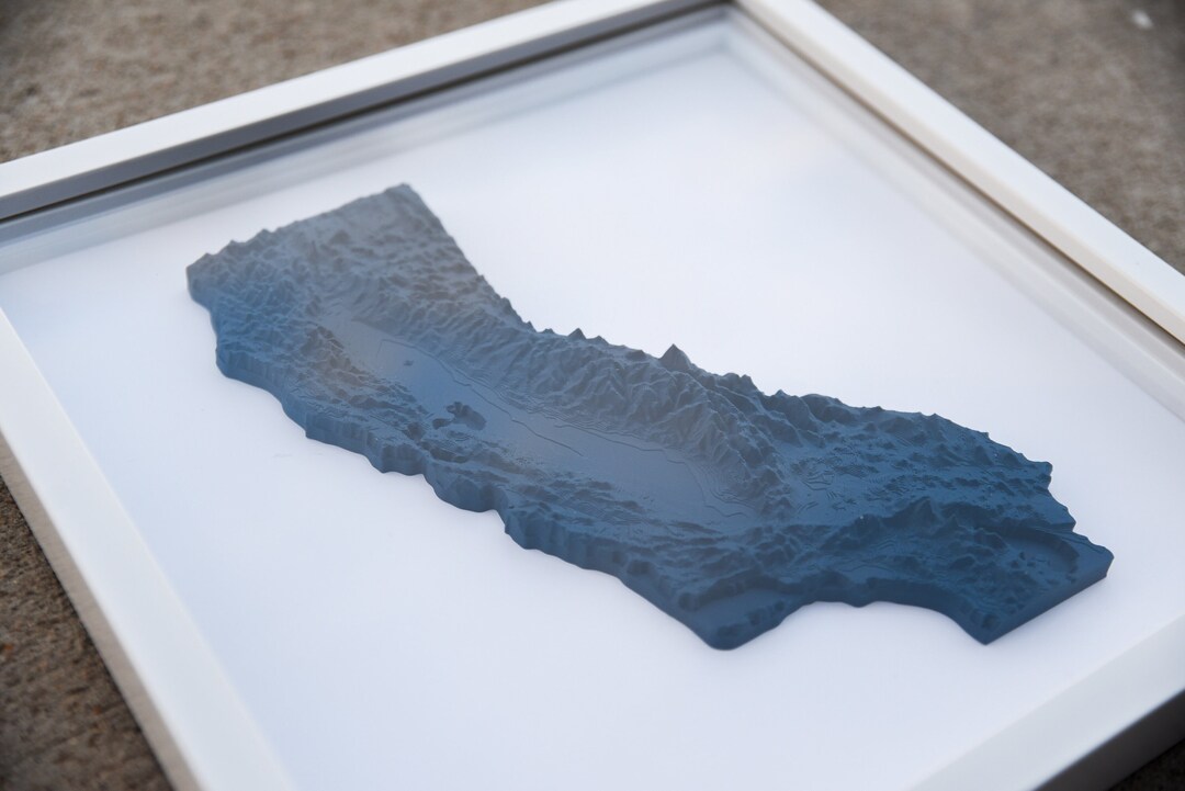 Framed Topographic 3D Model - Any State - Etsy