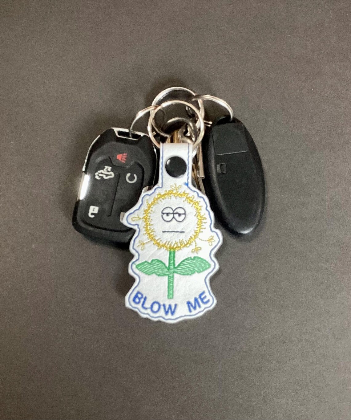 Dandelion Blow Me Keychain | Adult Humor Keychain | Embroidered Faux ...