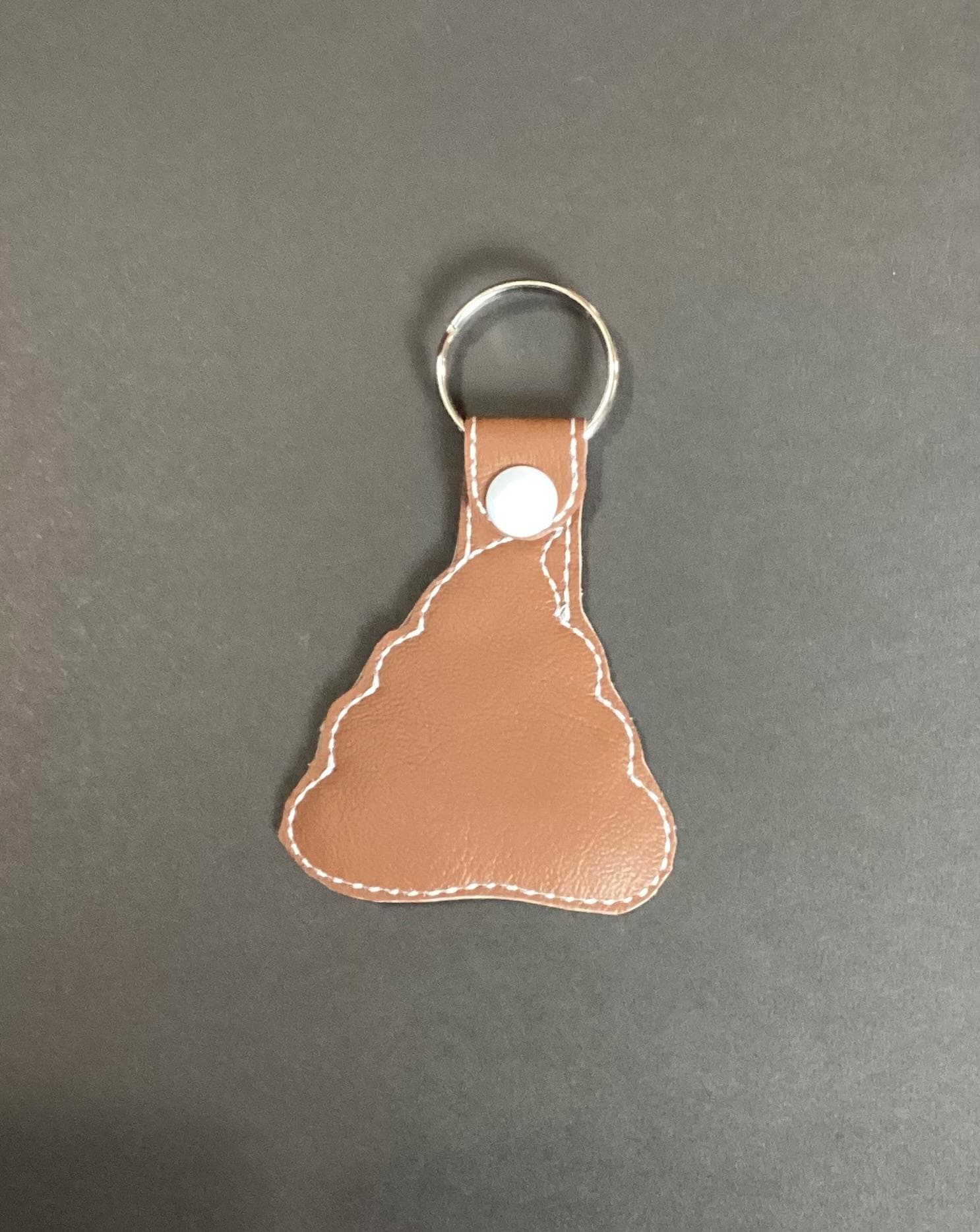 Poop Emoji Keychain | Embroidered Keychain | Faux Leather Keychain ...