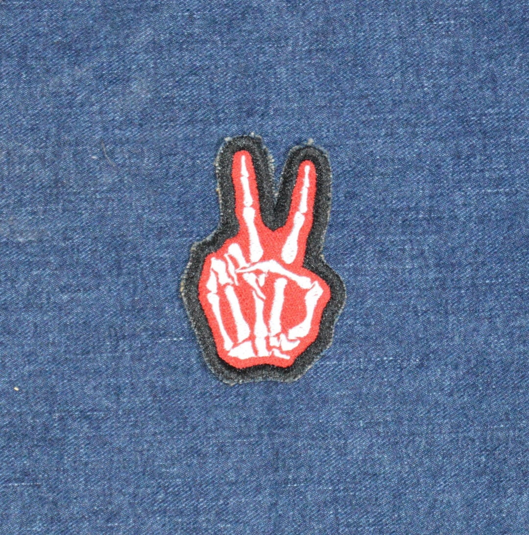 Peace Sign Skeleton Hand Patch | Embroidered Patch | Iron on Patch ...