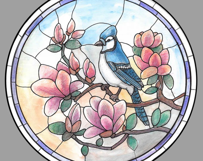 DIGITAL DOWNLOAD Blue Jay Stained Glass Pattern - Etsy Canada