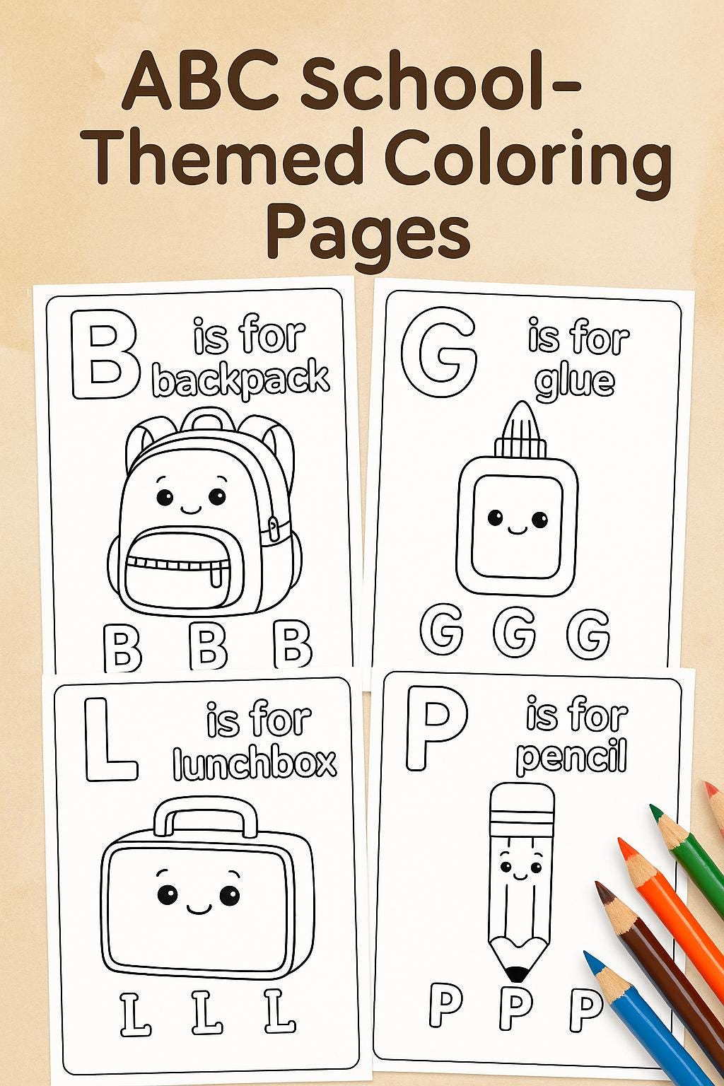 ABC School Coloring Pages: A-Z Printable Alphabet Worksheets (templett ...