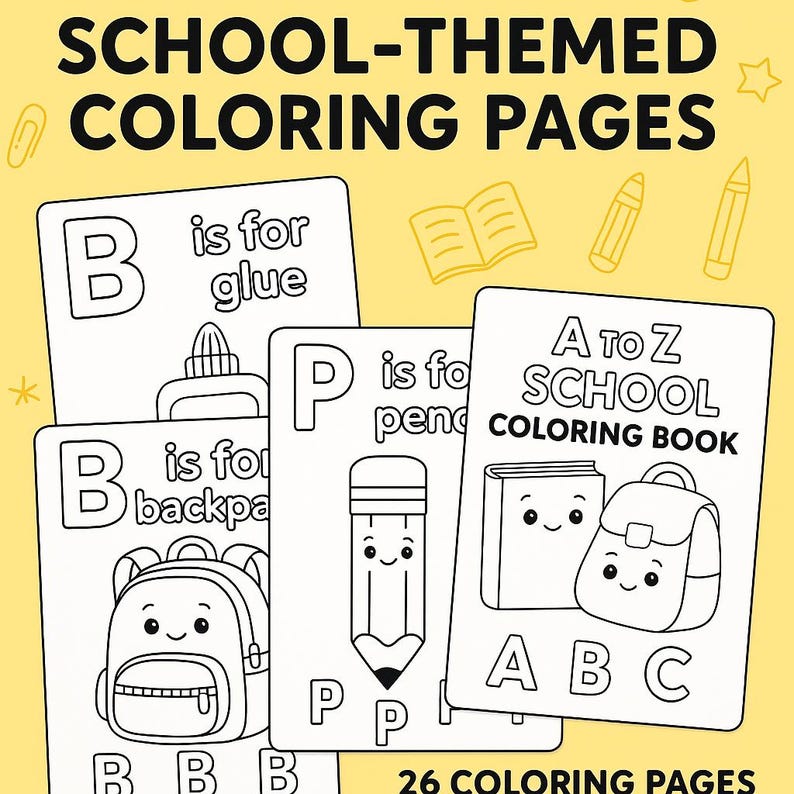 ABC School Coloring Pages: A-Z Printable Alphabet Worksheets (templett ...