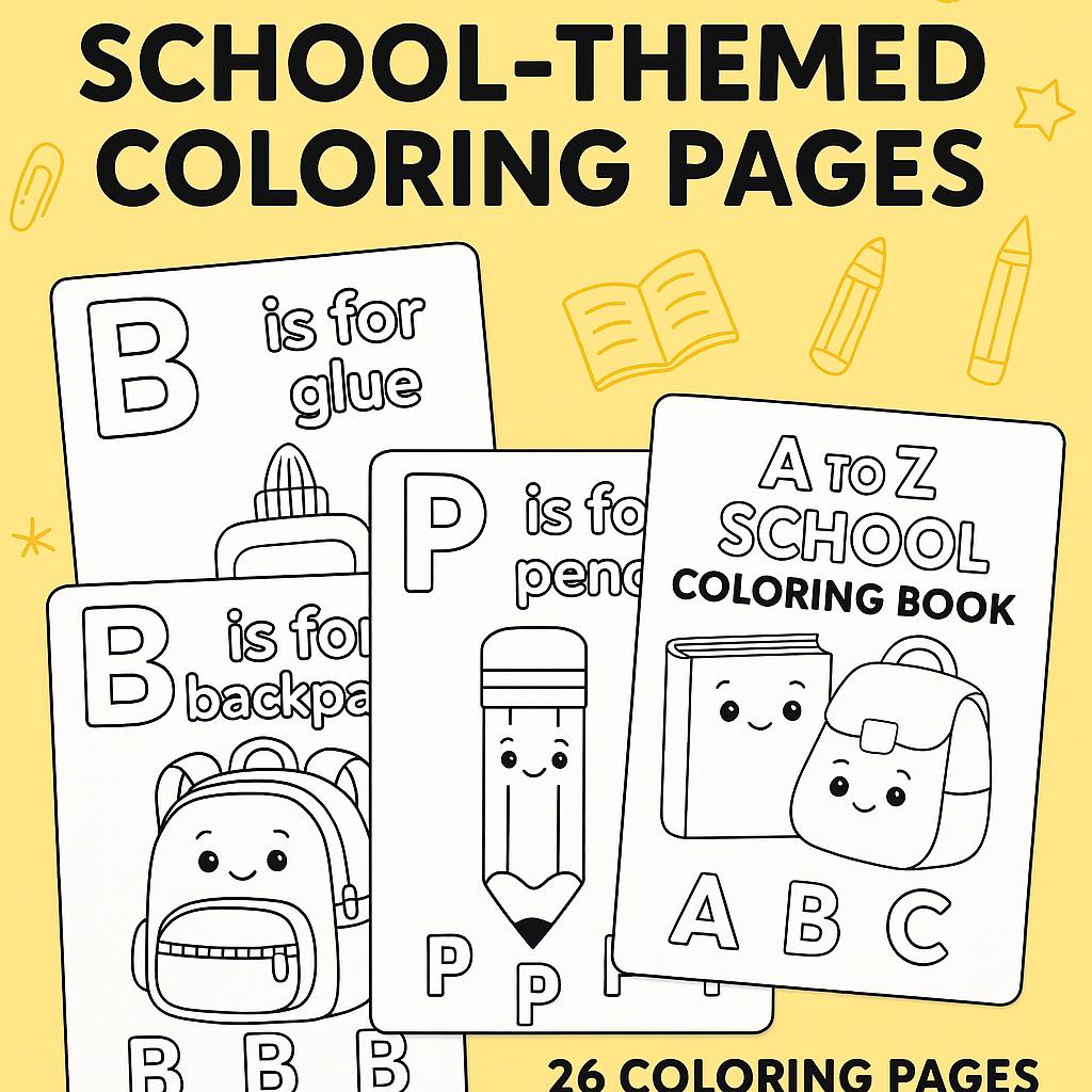 ABC School Coloring Pages: A-Z Printable Alphabet Worksheets (templett ...