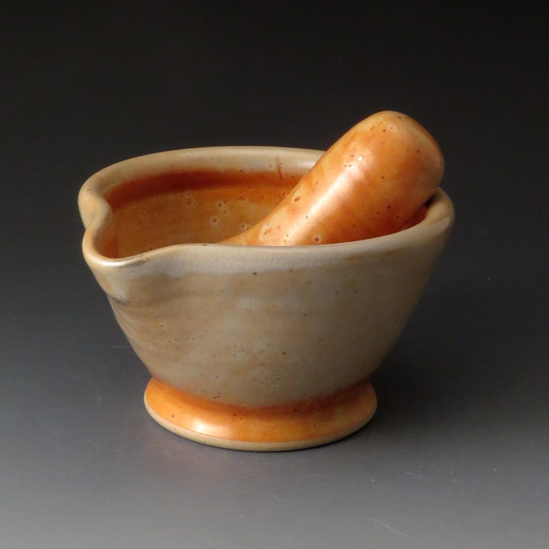 Ceramic Mortar and Pestle - Shino Glaze - Handmade Ceramic Grinding ...