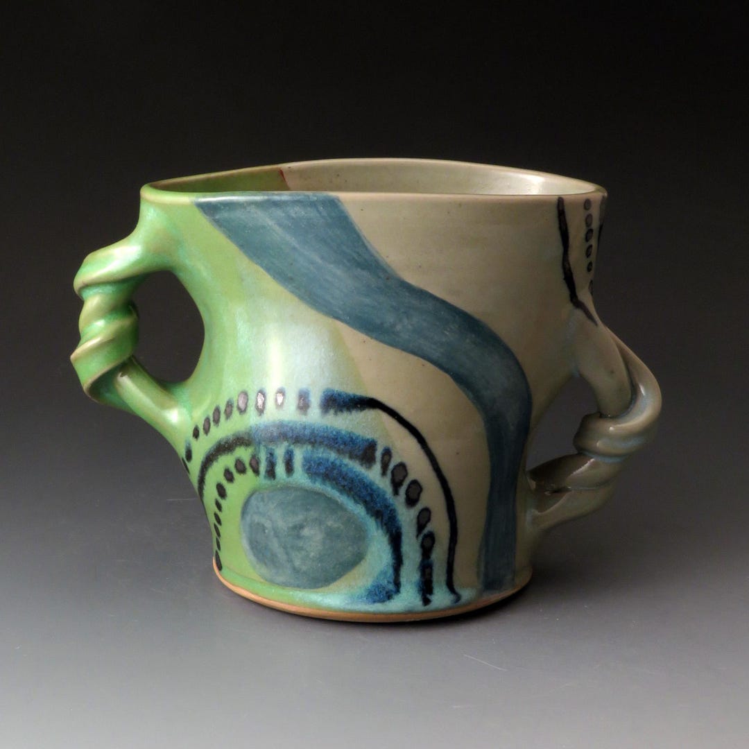 Ceramic Stoneware Vase, Dancing Vase, Greens and Teal , Flower Vase ...