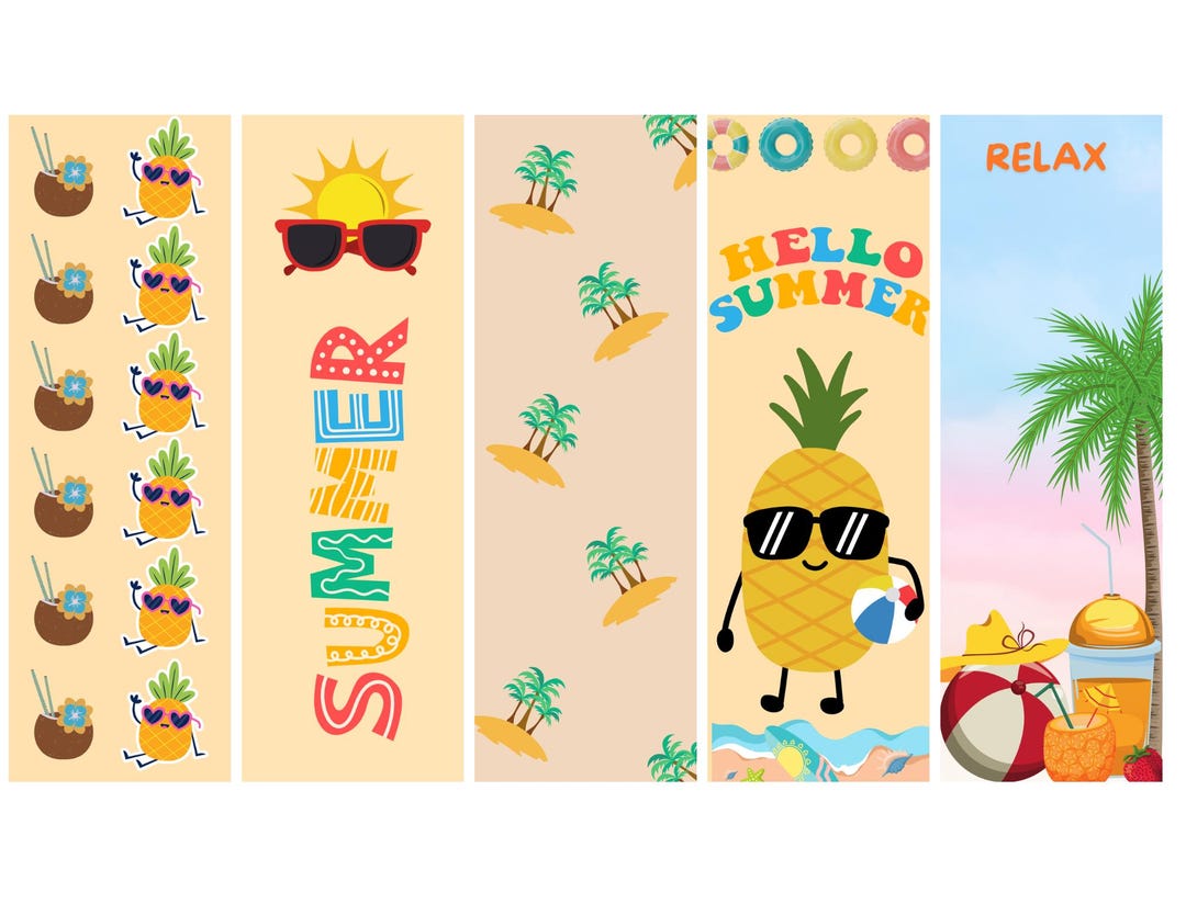Kids Printable Bookmark Designs. Beach Theme Bookmarks, Summer ...