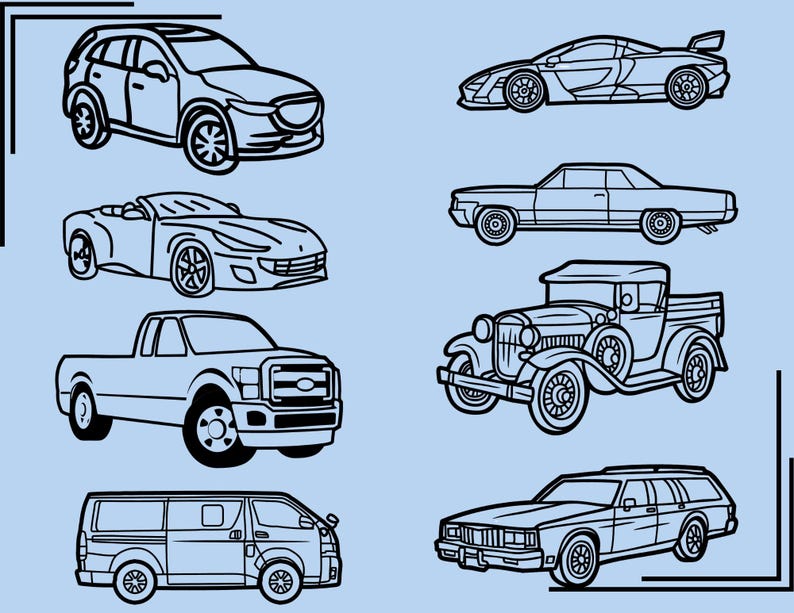 Kids Coloring Pages, Car Printable 20 Pages, Coloring Book for Kids ...