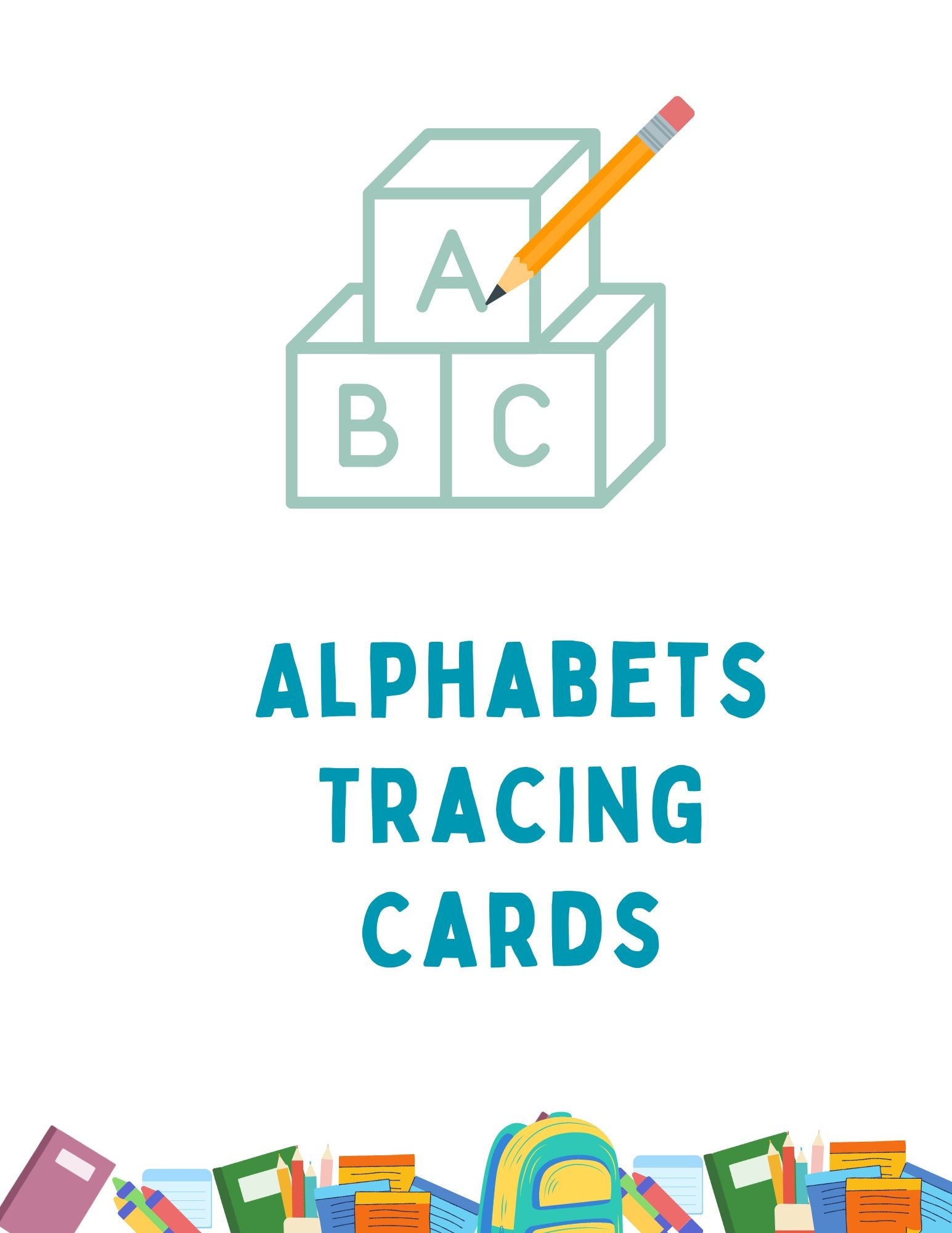 Alphabet Tracing Cards Worksheet - Etsy
