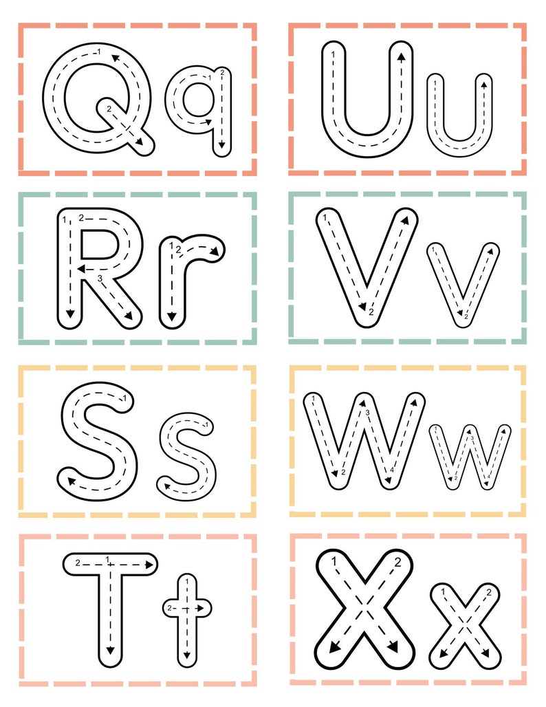 Alphabet Tracing Cards Worksheet - Etsy