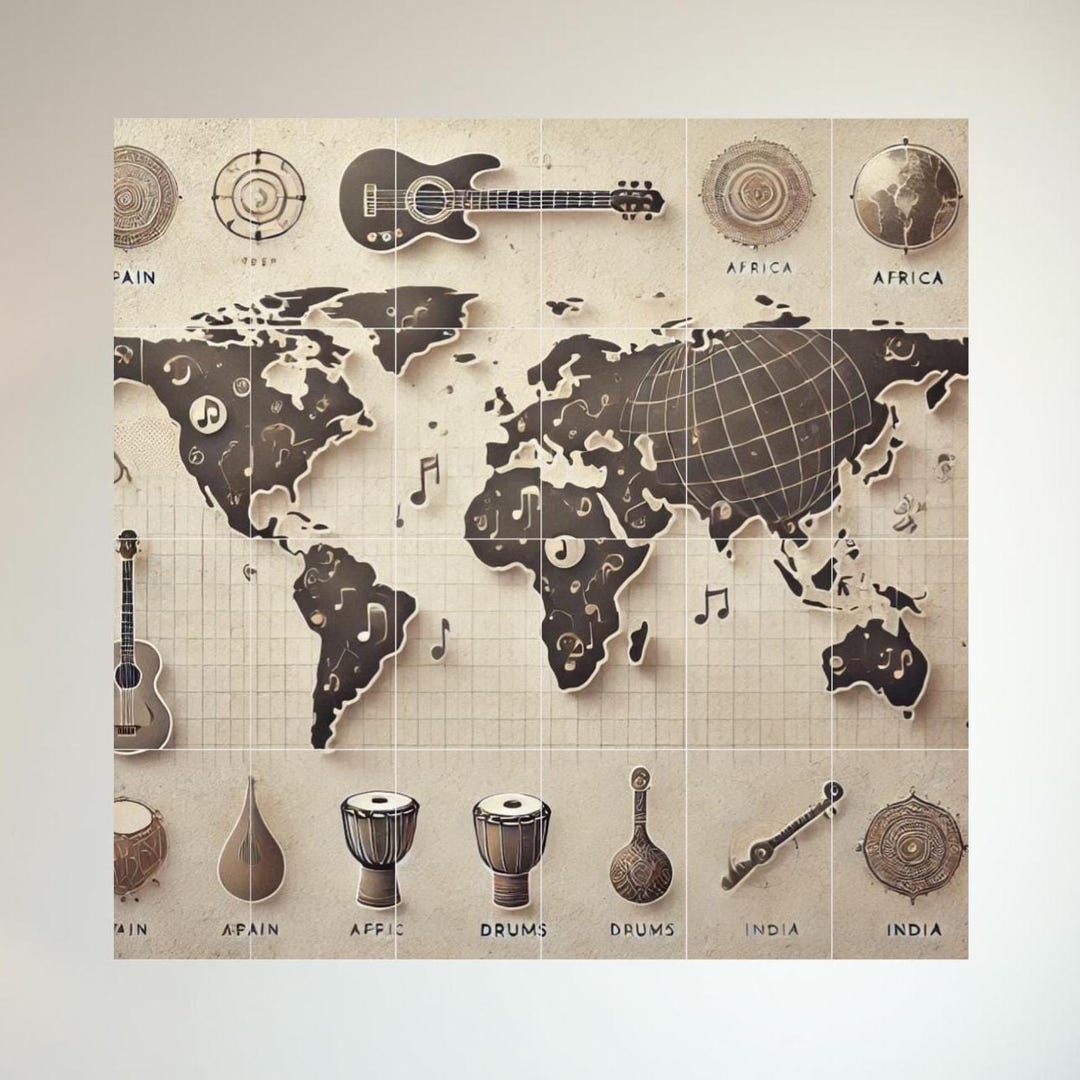 Large DIY Multi-piece A4 Puzzle Wall Poster Art, Global Music Journey ...