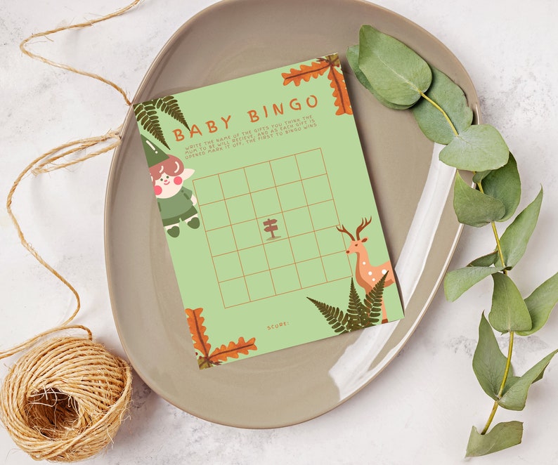 Forest Theme Baby Shower Bingo Printable, Woodland Baby Shower Game ...