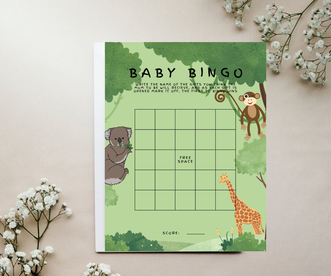 Safari Baby Shower Bingo Zoo Animal's Baby Bingo Safari Bingo Game ...