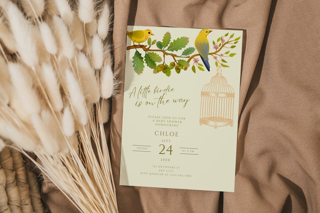 Printable Invitations Baby Shower Bird Bird Cage Theme Baby Shower ...