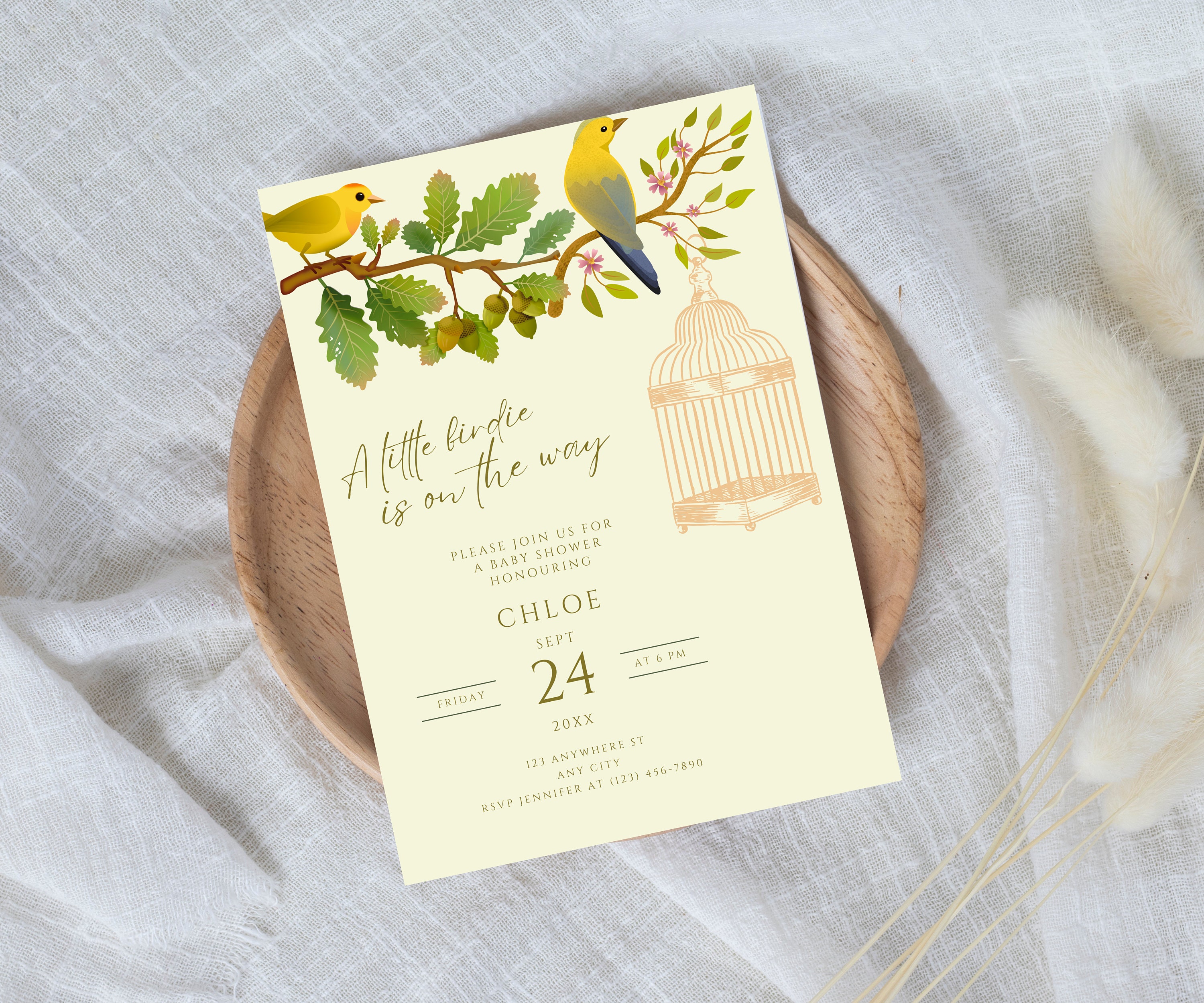 Printable Invitations Baby Shower Bird Bird Cage Theme Baby Shower ...
