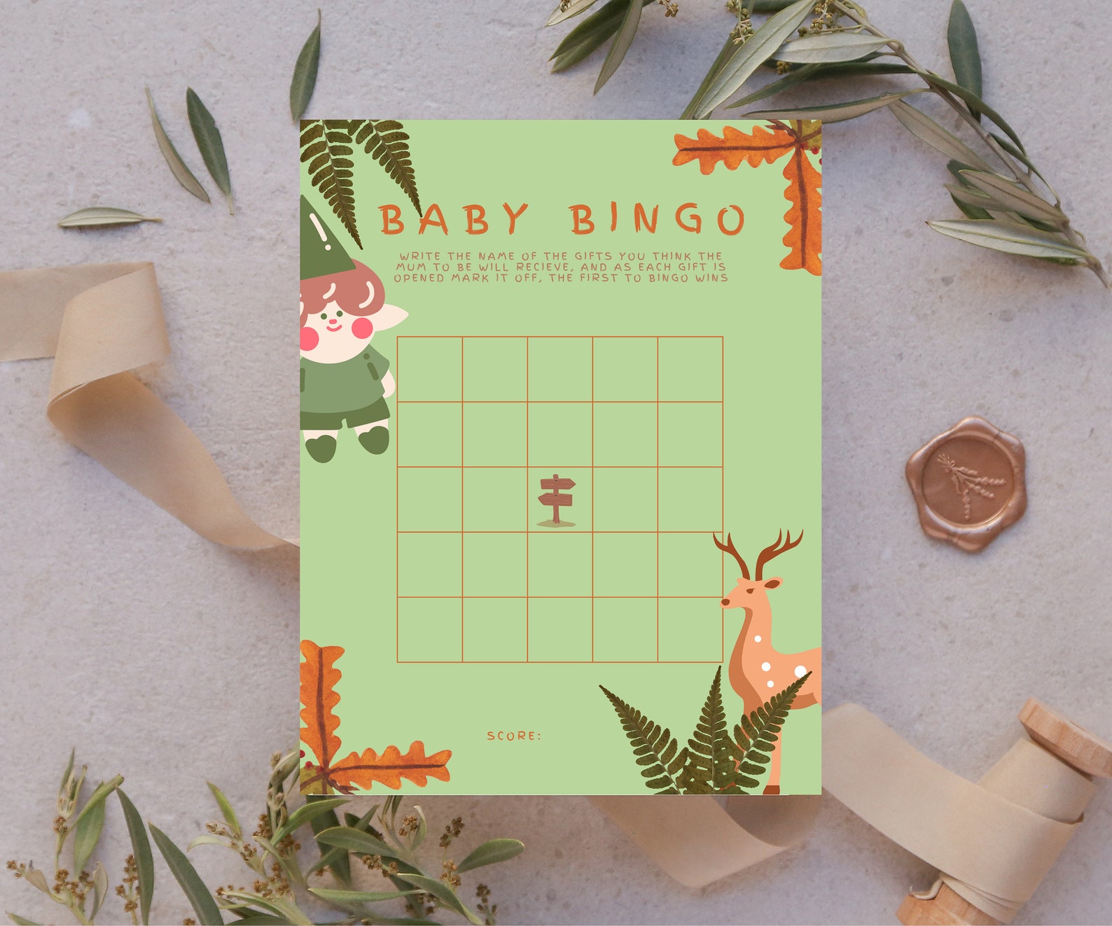 Forest Theme Baby Shower Bingo Printable, Woodland Baby Shower Game ...