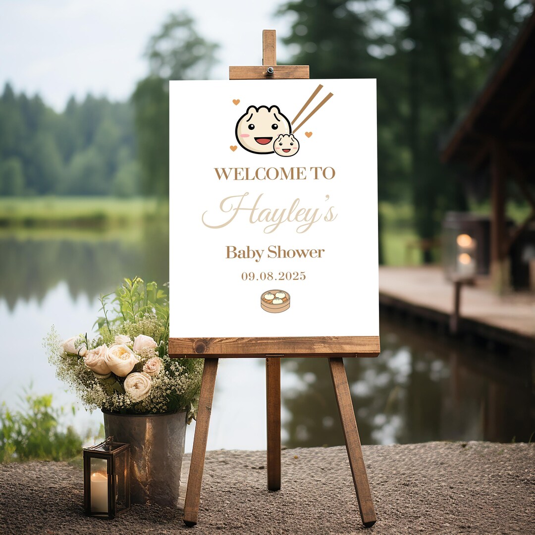Editable Dumpling Baby Shower Welcome Sign Dim Sum Party Decor Template ...