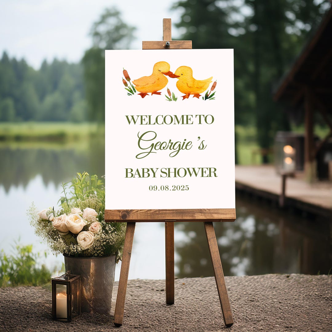 Duckling Baby Shower Welcome Sign Printable Welcome Poster Duck Themed ...