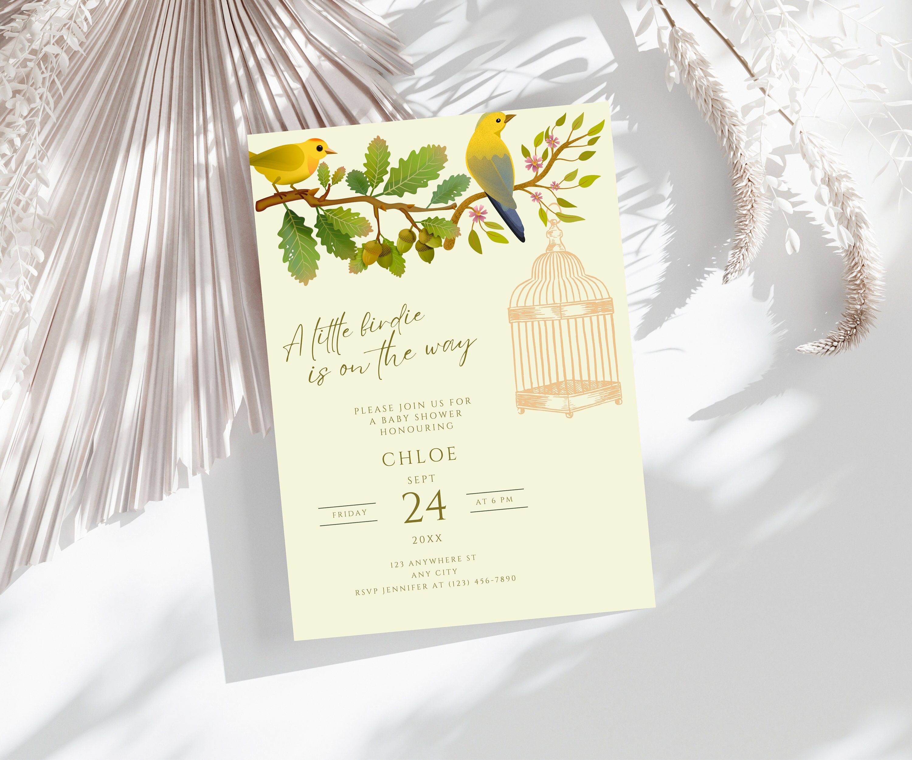 Printable Invitations Baby Shower Bird Bird Cage Theme Baby Shower ...