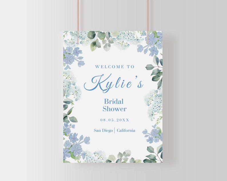 Blue Toile Wedding Welcome Sign Blue Chinoiserie Bridal Shower Welcome ...