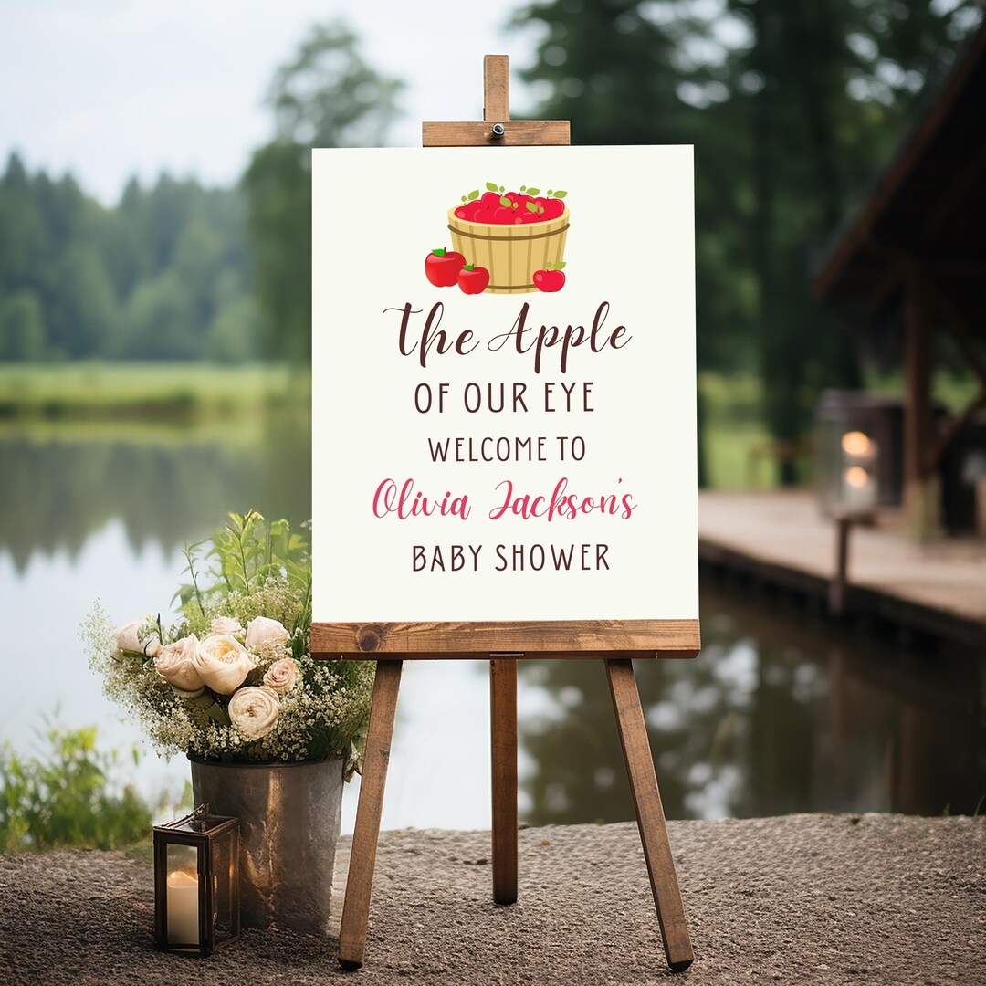Editable Fall Baby Shower Welcome Sign Apple Baby Shower Welcome Poster ...