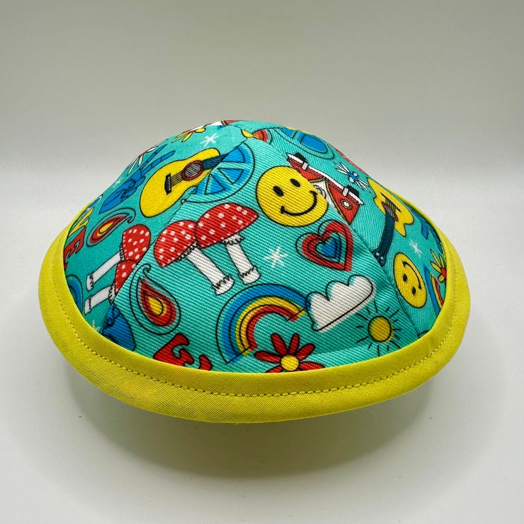 The Hippie Doodles | Whimsical Yarmulke | Fun Kippah | Handmade Judaica ...