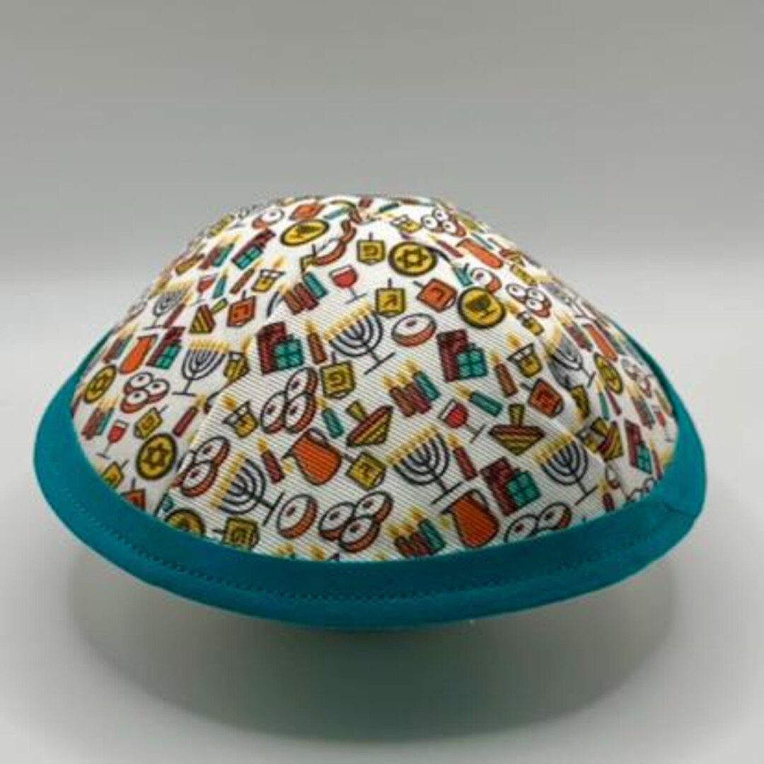 The Hanukkah Symbols | Whimsical Yarmulke | Fun Kippah | Handmade ...