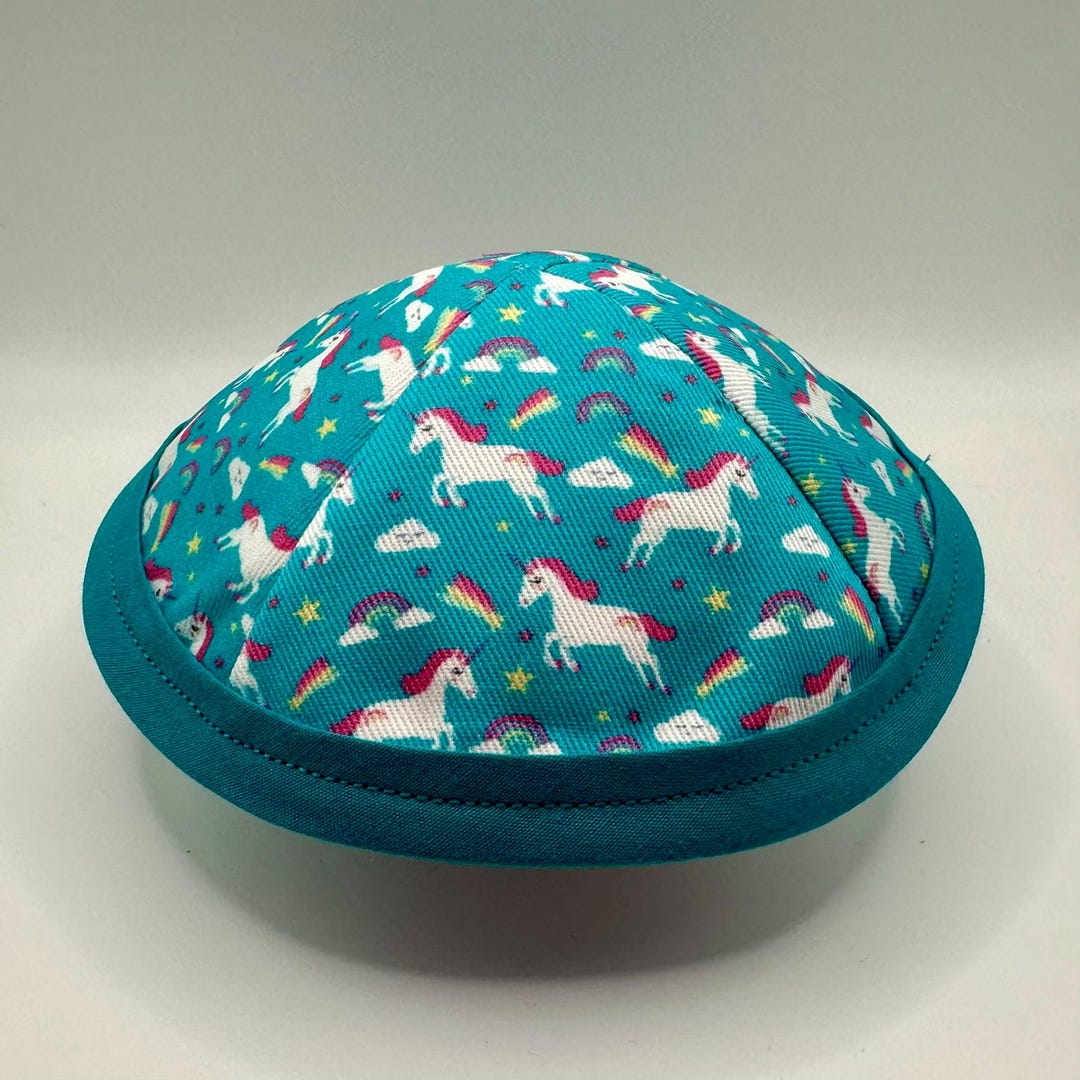 The Unicorn and Rainbows turquoise Whimsical Yarmulke Fun Kippah ...