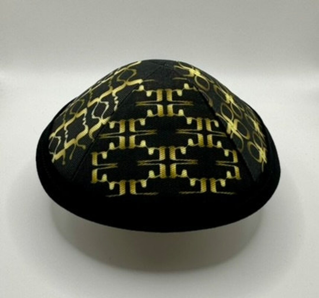 The Golden Samech Pey Lamed Tsadi | Whimsical Yarmulke | Fun Kippah ...