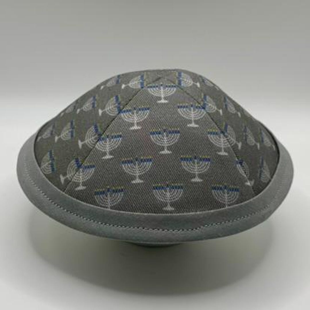 The Blue Hanukkah Candles | Whimsical Yarmulke | Fun Kippah | Handmade ...