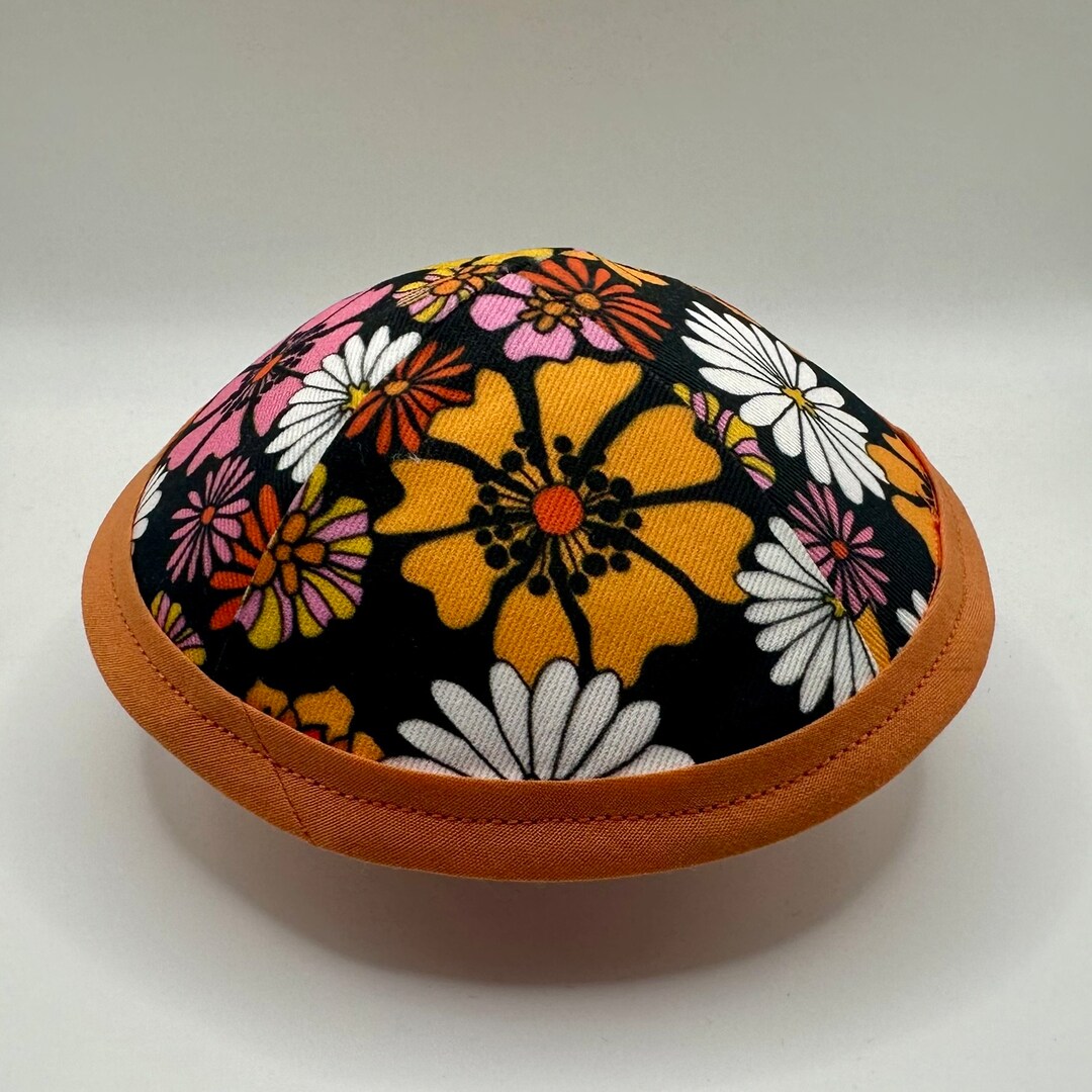 The 70s Floral | Whimsical Yarmulke | Fun Kippah | Handmade Judaica - Etsy