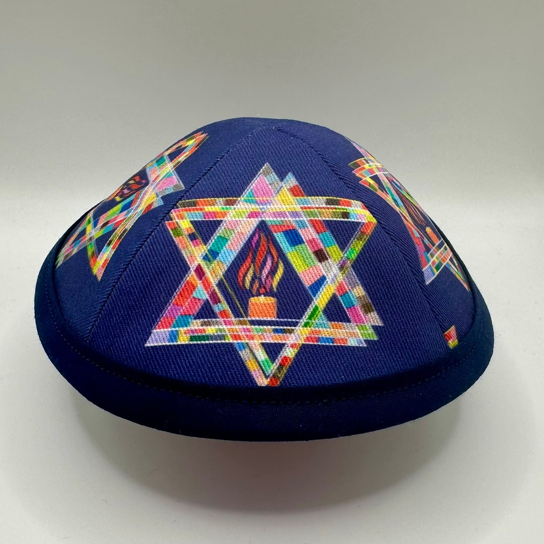 The Mosaic and Flame Stars of David | Whimsical Yarmulke | Fun Kippah ...