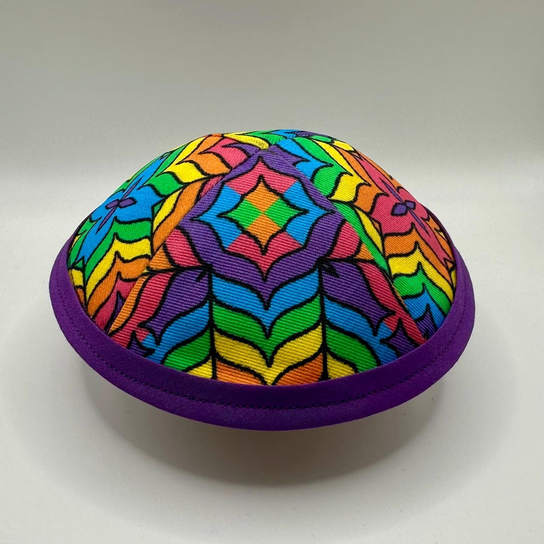 The Stained Glass | Whimsical Yarmulke | Fun Kippah | Handmade Judaica ...