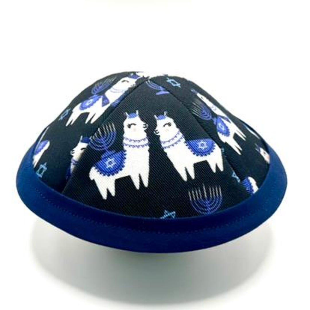 The Llamakah Hanukkah (black) | Whimsical Yarmulke | Fun Kippah ...