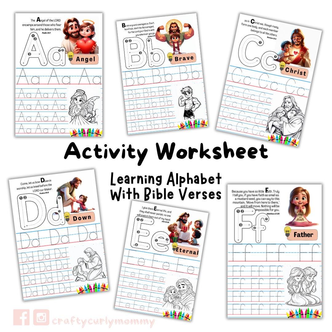 ABC Coloring Book Tracing Worksheet for Christian Homeschool Preschool ...