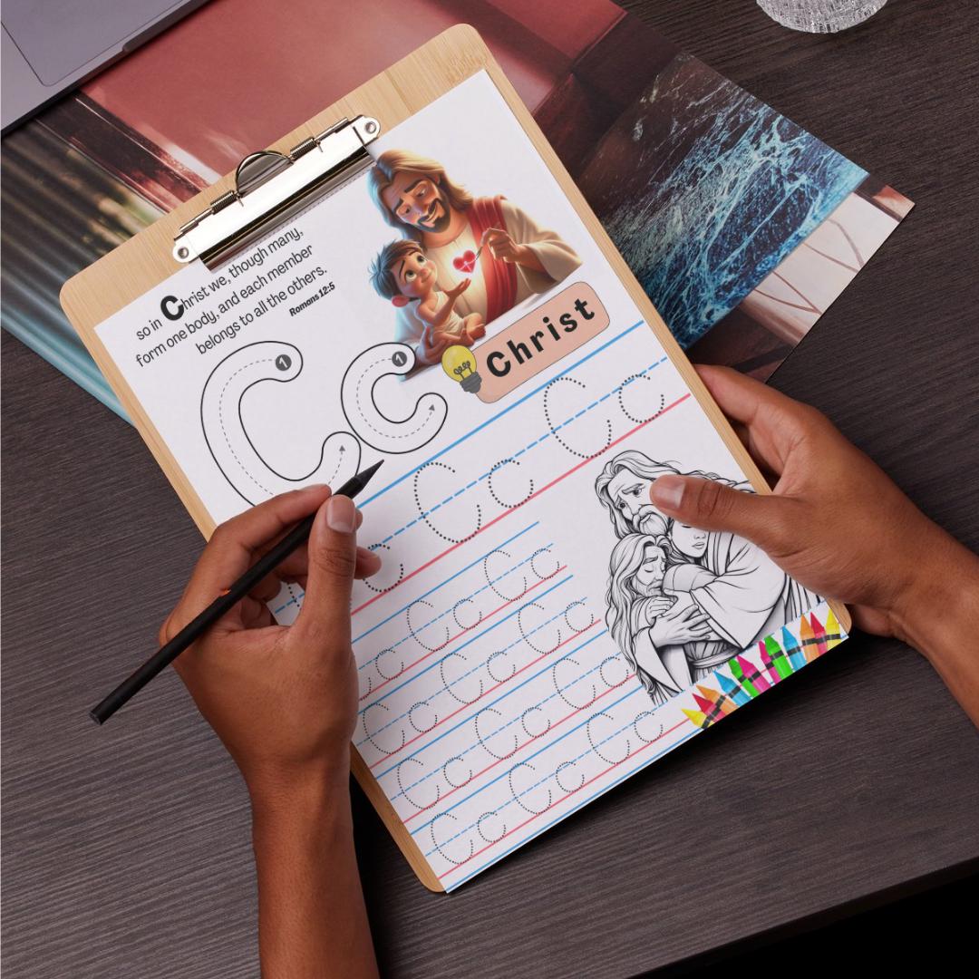 ABC Coloring Book Tracing Worksheet for Christian Homeschool Preschool ...