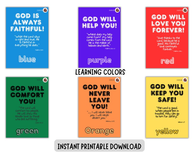 Biblical Memory Verse Flashcards for Kids - Bible Verses Color Learning ...
