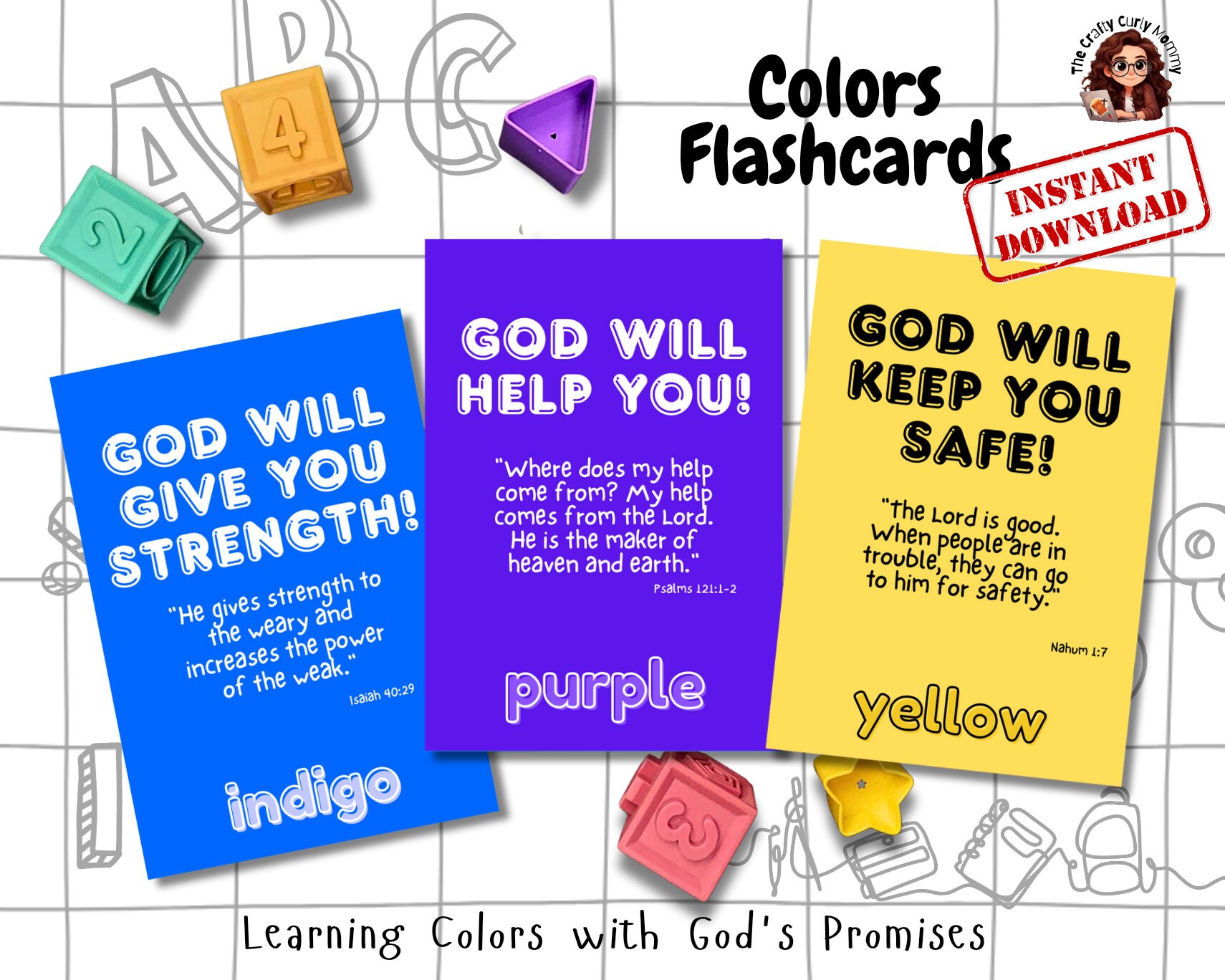 Biblical Memory Verse Flashcards for Kids - Bible Verses Color Learning ...