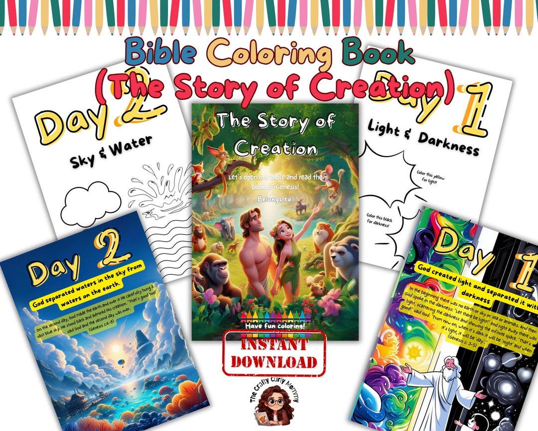 Bible Coloring Book, Story of Creation, Jesus Coloring Pages, Kids ...
