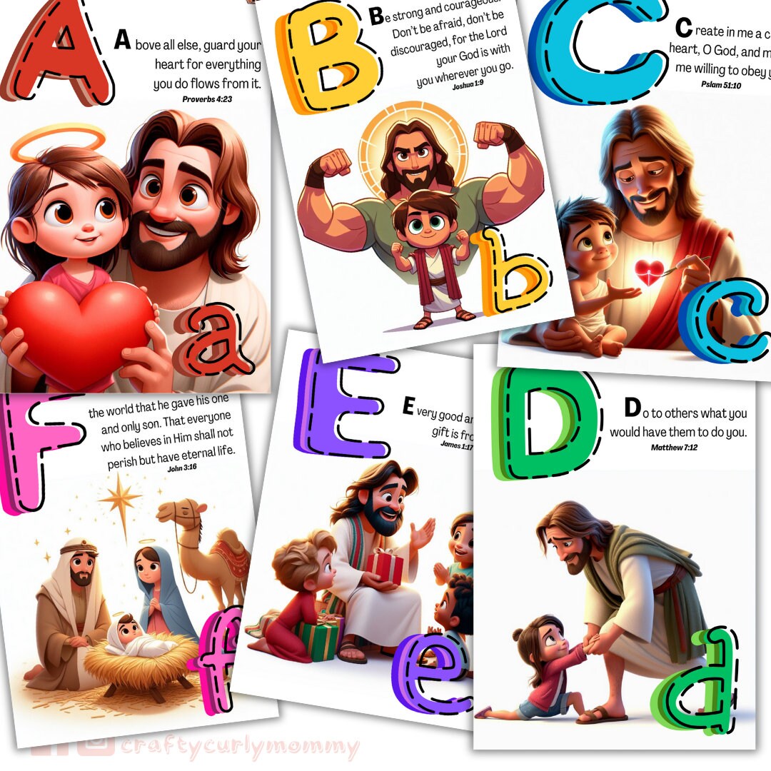 ABC Bible Flashcards Printable for Kids Memorization Bible Verses ...