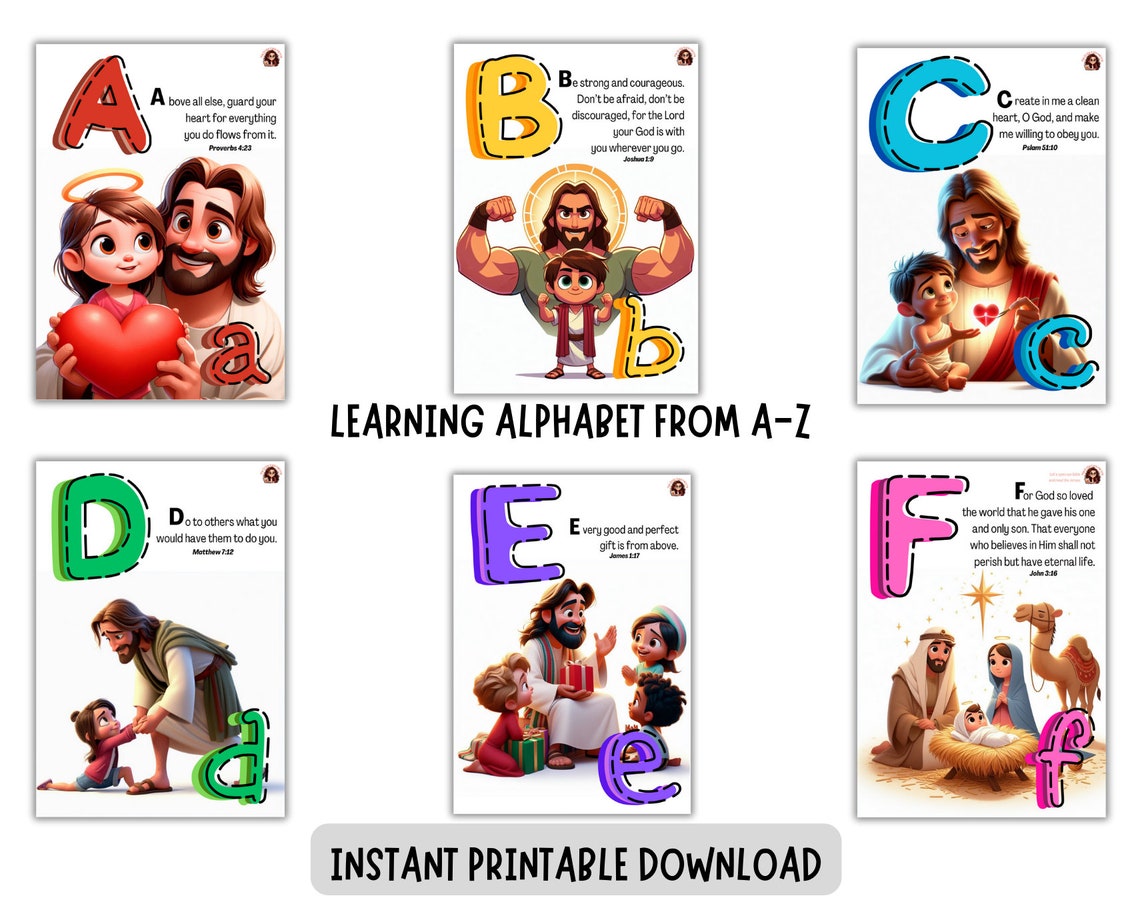 ABC Bible Flashcards Printable for Kids Memorization Bible Verses ...