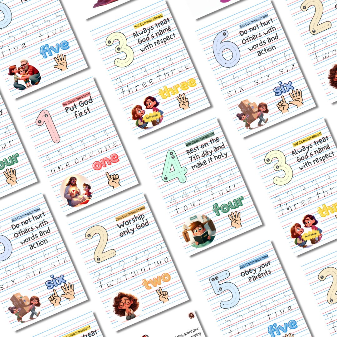 Numbers Tracing Practice Sheets Homeschool Christian Preschool Activity ...